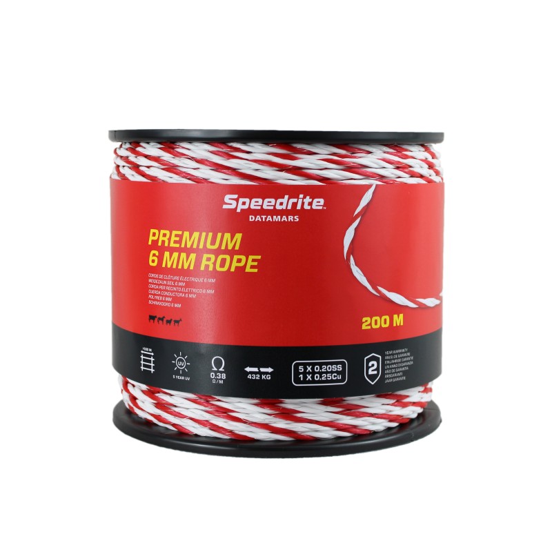 Corda PREMIUM 6mm 5x0,2SS 1X0,25CU bianco rosso - 200 metri